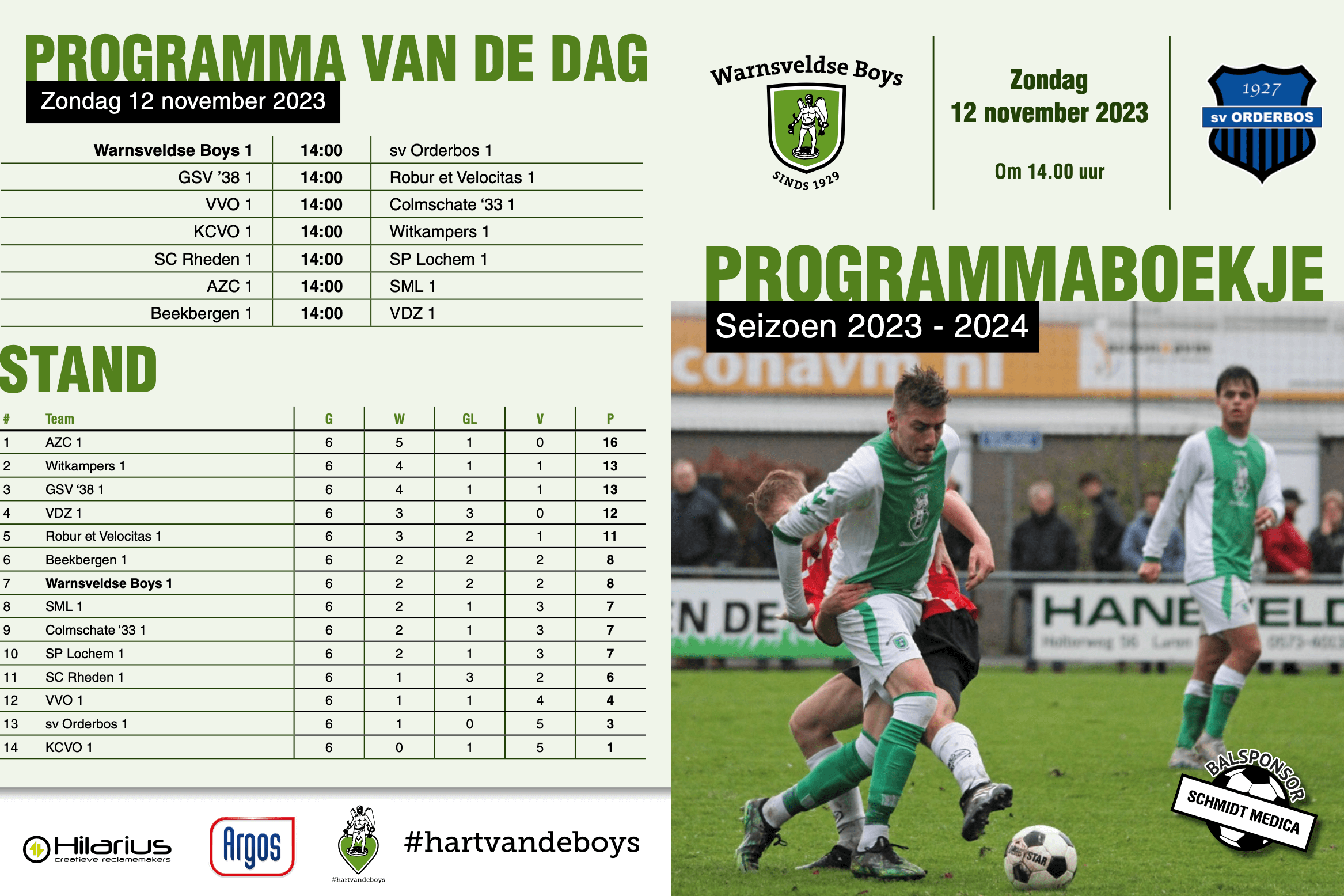 Programmaboekje zondag 12 november 2023 - Warnsveldse Boys